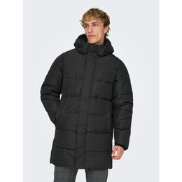 Only & Sons Only & Sons Herren ONLY & SONS Steppjacke &raquo;ONSCARL LIFE LONG QUILTED COAT NOOS OTW&laquo; mit Kapuze schwarz L