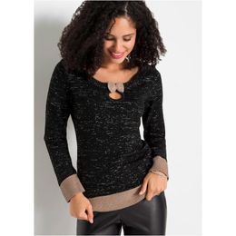 bonprix Damen bonprix Strickpullover Pullover schwarz 44/46 (L)