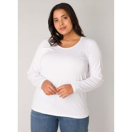 Base Level Curvy Damen Langarmshirt mit Rundhalsausschnitt wei&szlig; 50