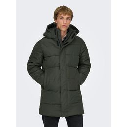 Only & Sons ONLY & SONS Steppjacke &raquo;ONSCARL LIFE LONG QUILTED COAT NOOS OTW&laquo; mit Kapuze Peat XXL XXL Langer Steppmantel von Only & Sons
