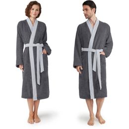 Möve MÖVE Unisex-Bademantel »Superwuschel Kimono mit Blende«, 1 Stk. ideal für Sauna & Spa, Hotelbademantel stone-silver 3XL Länge: 130 cm Aus 100%...