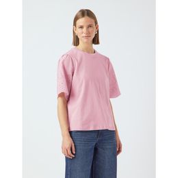 Y.A.S Damen Kurzarmshirt &raquo;YASLEX SS TOP W. EMB SLEEVES S. NOOS&laquo; mit Lochstickerei lila S (36)