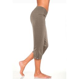 H.I.S. H.I.S Caprihose mit verstellbarem Saum, Loungewear khaki 44/46 - N-Gr N-Gr 44/46 Baisc Capri-Leggings mit variablem Saum