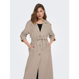 Only Damen Only Trenchcoat &raquo;ONLLINE X-LONG TRENCHCOAT OTW NOOS&laquo; mit Bindeg&uuml;rtel an der Taille - 2 Seitentaschen braun XS