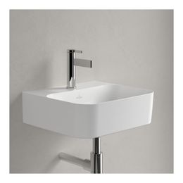 Villeroy & Boch Villeroy und Boch Finion Handwaschbecken 436444RW 430 x 390 x 140 mm, mit verdecktem &Uuml;berlauf, Stone White CeramicPlus