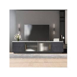 ABRIHOME Grauer TV-Schrank 160&times;40&times;44,5 cm mit Marmorplatte und Stauraum | Gr.: onesize