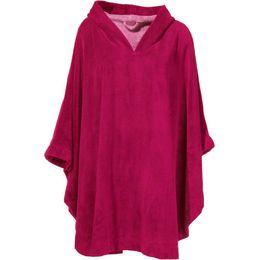 Erwin Müller Erwin Müller Velours-Frottier Unisex-Poncho kurz mit Kapuze in fuchsia | Gr.: onesize