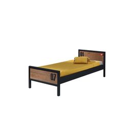 58 aufm Kessel EINZELBETT Kameko 209x75x97 aus MDF+Massivholz in Schwarz/Cognac | Gr.: onesize