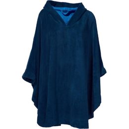 Erwin Müller Erwin Müller Velours-Frottier Unisex-Poncho lang mit Kapuze in marine | Gr.: onesize