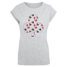 F4NT4STIC T-Shirt Kartenspiel Kreuz Herz Karo Pik Poker in grau meliert | Gr.: XS
