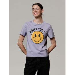 wat? Apparel T-Shirt Happy times smiley emoji in Lavender | Gr.: 40