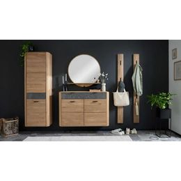 Wohn-Concept Interliving 6014 Garderobe 6516HH80 Wildeiche massiv, Granit-Steinfurnier ca.285x202x34 cm