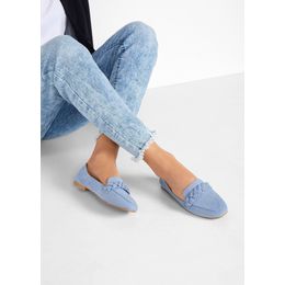 bonprix Loafer mit Flechtdetails, blau, Vegan