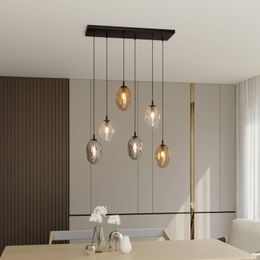 Euluna H&auml;ngelampe Glassy, 6-flg., Gl&auml;ser gew&ouml;lbt, bunt