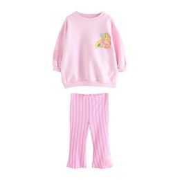 next Set: Sweatshirt und Leggings M&auml;dchen Gr&ouml;&szlig;e 110 gelb / gr&uuml;n / hellpink