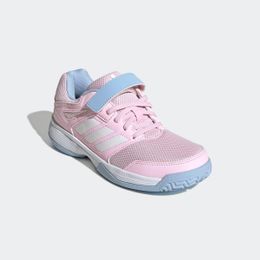 Hallenschuh adidas Performance "SPEEDCOURT INDOOR KIDS", Mädchen, Gr. 37, weiß (clear pink, cloud weiß, glow blau), Synthetik, Textil, Schuhe Hallenschuh, geeignet für jeden Hallensport