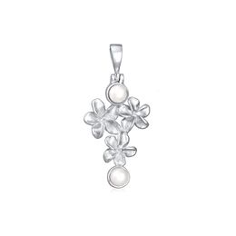 Kettenanhänger NENALINA "Blumen Flower Süßwasserzuchtperle 925 Silber", silber, Schmuckanhänger, Damen, onesize, ohne Stein, Silber 925 (Sterlingsilber)