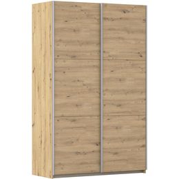 Schwebetürenschrank Rauch "Kleiderschrank Drehtürenschrank Schrank Garderobe KRONACH TOPSELLER", braun (eiche artisan, griffleisten alu), B:131cm H:210cm T:59cm, Holzwerkstoff, Schränke, Schwebetürenschrank, mit Spiegel und viel Stauraum, Metallgriffleisten, MADE IN GERMANY