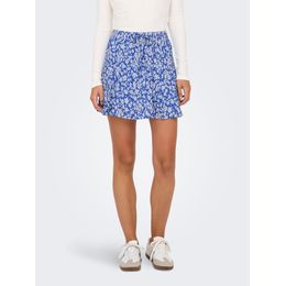 Minirock Only "ONLNALA LIFE SKORT WVN NOOS", Damen, Gr. S (36), blau (marina aop:weiß flower), Web, Obermaterial: 100% Viskose, bedruckt, regular fit kurz, Röcke