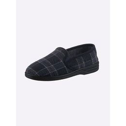 Hausschuh Casual Looks, Herren, Gr. 43, blau (marine, kariert), Textil, Basic, Schuhe Hausschuh