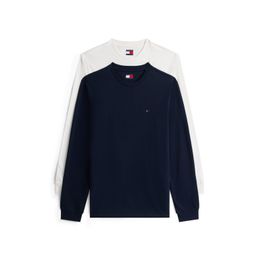 Longsleeve Tommy Jeans "TJM SLIM 2PACK L/S EXT", Herren, Gr. XXL, ecru, schwarz night navy, Single Jersey, Obermaterial: 100% Baumwolle, Rundhals, Bündchen, Shirts