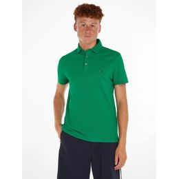 Poloshirt Tommy Hilfiger "1985 SLIM POLO mit Piqué-Struktur und Stickerei", Herren, Gr. L, grün (olympic grün), Piqué, Obermaterial: 96% Baumwolle, 4% Elasthan, bestickt, unifarben, Basic, slim fit, eingesetzt Bündchen, Shirts, meliert, casual, slim fit, Baumwollmix, Polokragen