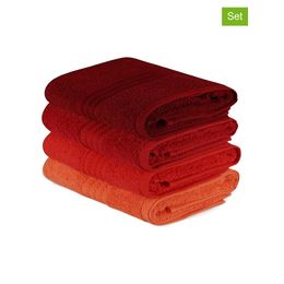 Colorful Cotton 4er-Set: Handtücher "Rainbow" in Bordeaux/ Rot/ Orange - 70% | Größe 50x90 cm | Badtextilien