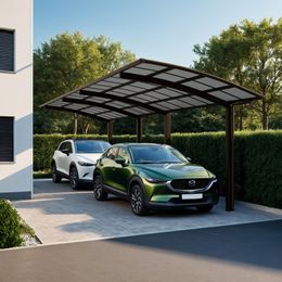 XIMAX Doppelcarport 'Portoforte Typ 80 Tandem' Aluminium mattbraun 270 x 983 x 298 cm