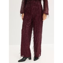 bonprix Paillettenhose mit Fransen, rot, Gr.36, modische Pailletten-Hose mit Pailletten-Fransen, Gef&uuml;ttert.