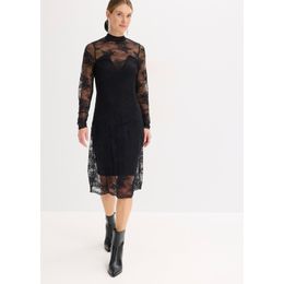 bonprix Kleid, schwarz, Gr.40/42 (M), Sehr modischen Kleid aus hochwertiger Spitze