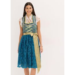 bonprix Dirndl mit Pailletten Sch&uuml;rze (2-tlg.Set), blau, mit Baumwolle