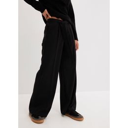bonprix Bundfaltenhose aus Viskose-Mix, schwarz, Gr.42, Moderne Bundfaltenhose