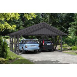 Skan Holz Doppelcarport SKANHOLZ, grau, Carports, "Schwarzwald", 684x600cm, mit Dachlattung
