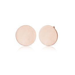 Elli Damen Paar Ohrstecker "Ohrstecker Geo Kreis Matt Basic Cool 925er Silber", onesize, ohne Stein, Silber 925 (Sterlingsilber), rosa, Silber 925