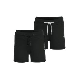 H.I.S. H.I.S Damen Shorts "Essentials Shorts im Doppelpack", schwarz, Gr. 46, Obermaterial: 65% Polyester, 35% Baumwolle, Hosen, Elastischer Bund mit