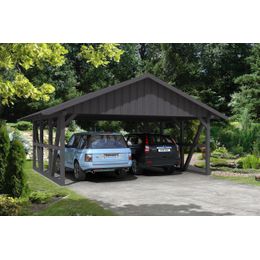 Skan Holz Doppelcarport SKANHOLZ, grau, Carports, "Schwarzwald", mit Dachschalung
