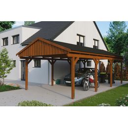 Skan Holz Einzelcarport SKANHOLZ, braun, Carports, "Fichtelberg", mit schwarzen Schindeln