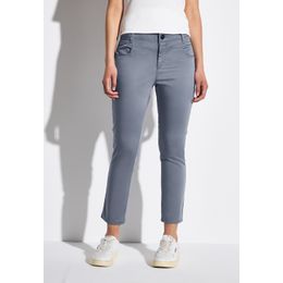 Street One Damen 7/8-Hose, blau, Gr. 42, unifarben mit Farbeinsatz, Web, 97% Baumwolle, 3% Elasthan, Hosen, 4-Pocket Style