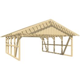 Skan Holz Doppelcarport SKANHOLZ, grau, Carports, "Schwarzwald", mit Dachlattung