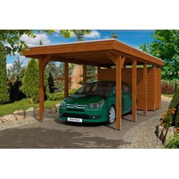 Skan Holz Einzelcarport SKANHOLZ, braun, Carports, "Friesland 2", mit Abstellraum