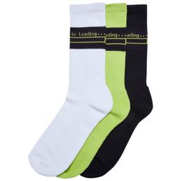 Basicsocken Urban Classics "Urban Classics Unisex Loading Socks 3-Pack", Damen, Gr. 39-42, wei&szlig;, schwarz, frozengelb, Baumwolle, Elasthan, Polyester, normal, Socken