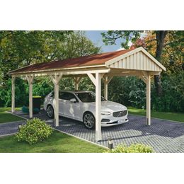 Skan Holz Einzelcarport SKANHOLZ, beige, Carports, "Fichtelberg", mit roten Schindeln