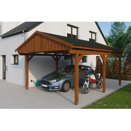 Skan Holz Einzelcarport SKANHOLZ, braun, Carports, "Fichtelberg", mit schwarzen Schindeln