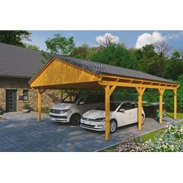 Skan Holz Doppelcarport SKANHOLZ, braun, Carports, "Fichtelberg", mit Dachlattung