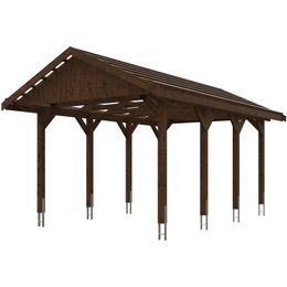 Skan Holz Einzelcarport SKANHOLZ, braun, Carports, "Wallgau", mit Dachlattung