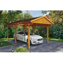 Skan Holz Einzelcarport SKANHOLZ, braun, Carports, "Fichtelberg", mit roten Schindeln
