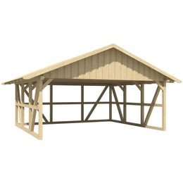 Skan Holz Doppelcarport SKANHOLZ, beige, Carports, "Schwarzwald", mit R&uuml;ckwand, mit Dachschalung