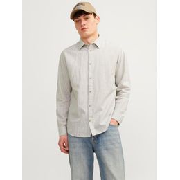 Jack & Jones JACK & JONES Herren Langarmhemd "JJESUMMER LINEN BLEND SHIRT LS SN", braun, Basic, Gr. XS, unifarben, Twill, Obermaterial: 73% Baumwolle, 27% Leinen,