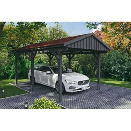 Skan Holz Einzelcarport SKANHOLZ, grau, Carports, "Fichtelberg", mit roten Schindeln