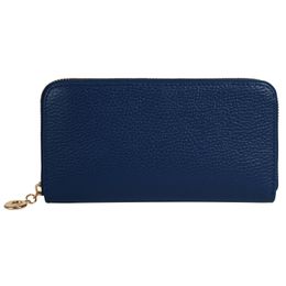 CLUTY Damen Geldb&ouml;rse, blau, Leder, leicht gl&auml;nzend, unifarben, Kleinlederwaren, echt Leder, Made in Italy